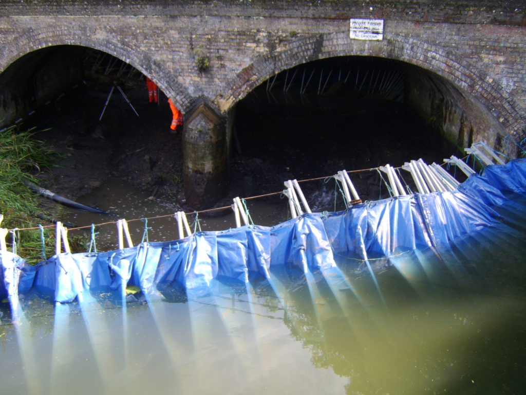 Portadam temporary Dam systenm installed to carryout a Railway Viaduct ...